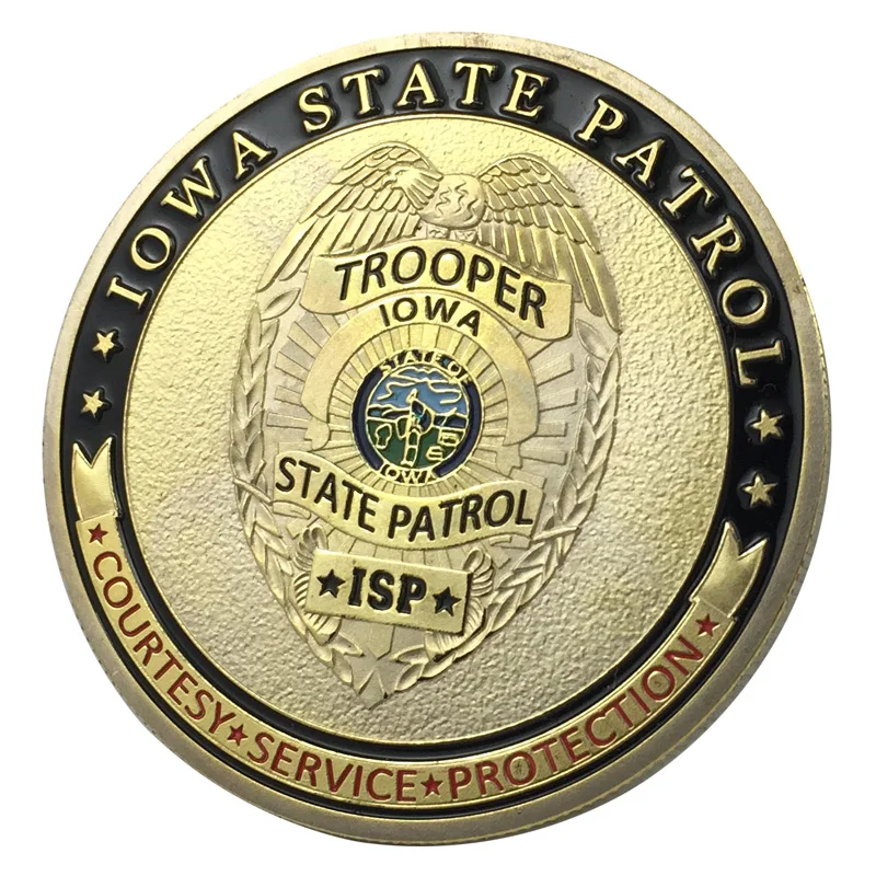 Iowa State Patrol/ISP Gold Plated Challenge Coin/Medal 1273#-in Pins ...