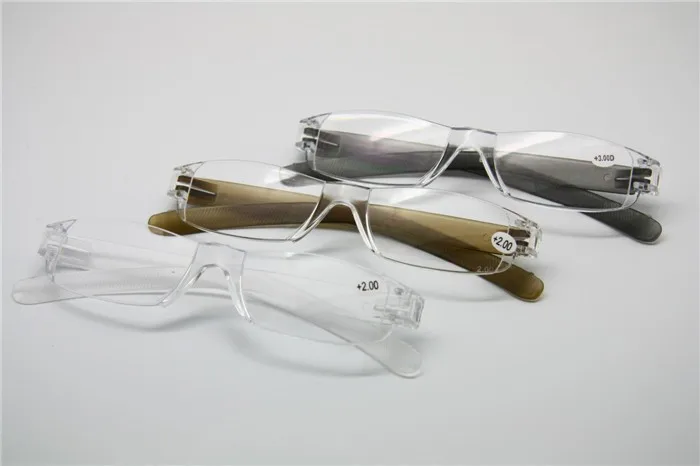 Fashion Plastic Reading Glasses, TR90 Mini Rimless Presbyopia Pocket ...