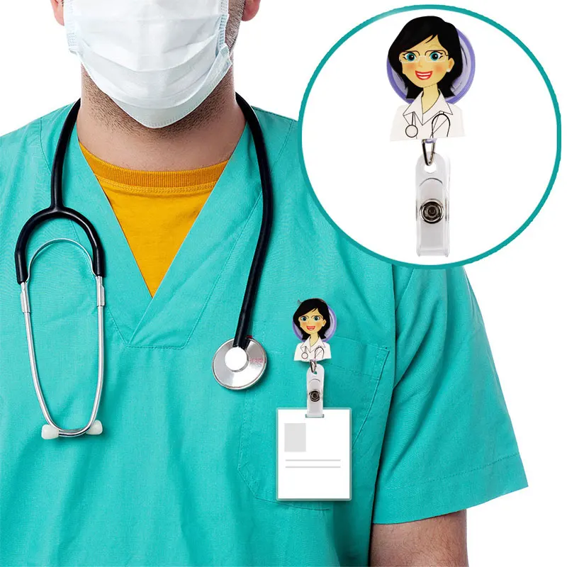 Hot Badge Clip Doctor Nurse Pull Badge Holder Reel ID Key Lanyard Name ...
