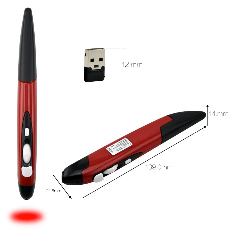 Hot Offer 2 in 1 Mini Wireless USB Optical Pen Mouse Laser Pointer ...