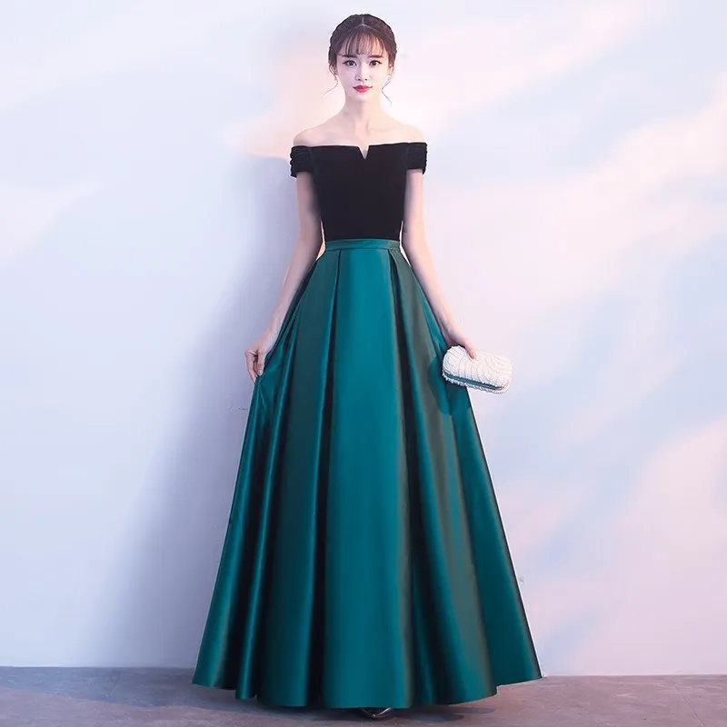 Two Tone Ballgown Formal Evening Dresses Black Boat Neck Deep V with ...