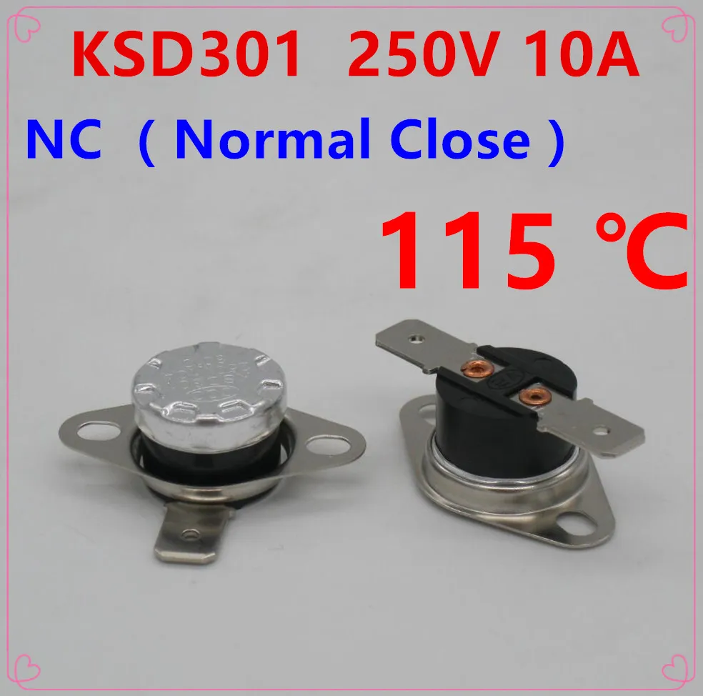 10pcs Ksd301 115 Degrees Celsius 115 C Normal Close Nc Temperature Controlled Switch Thermostat ...