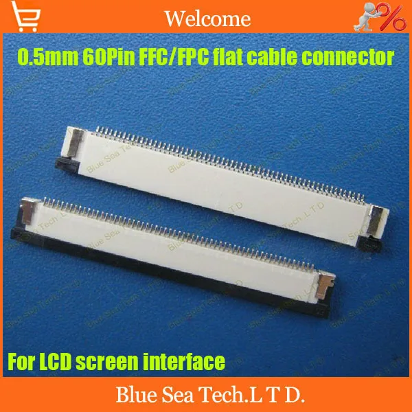 Free Shipping Fpc Ffc Connector Cable Socket 60 Pin 0 5mm Connector For