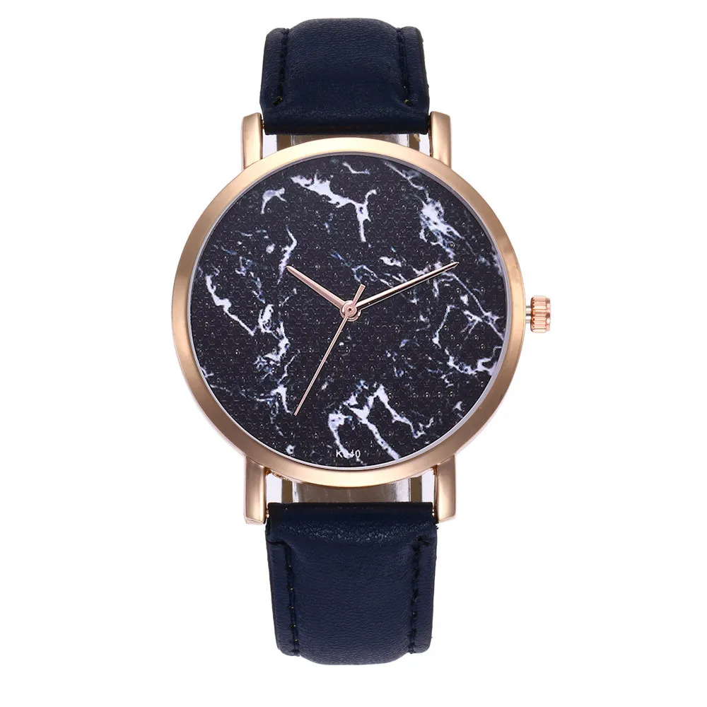 Watches Women New Design Marble Pattern Leather Strap Quartz Watch ...