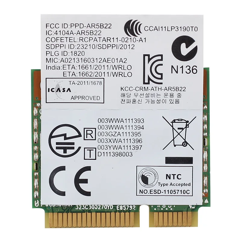 Atheros tarjeta inalámbrica AR5B22 de doble banda, tarjeta PCI E de ...