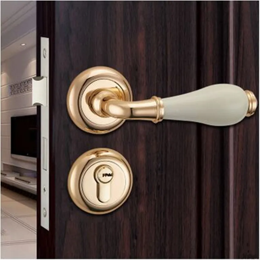 Printed-ceramic-split-lock-door-lock-gold-interior-door-lock-handle ...