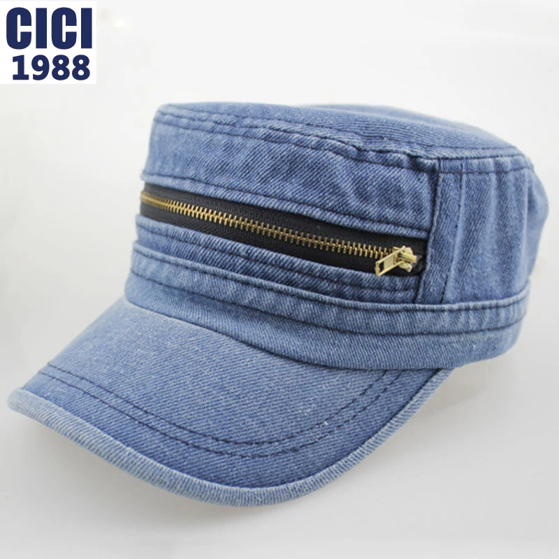 New Arrival Zipper denim flat topped cap,Fashionable men's casual retro ...