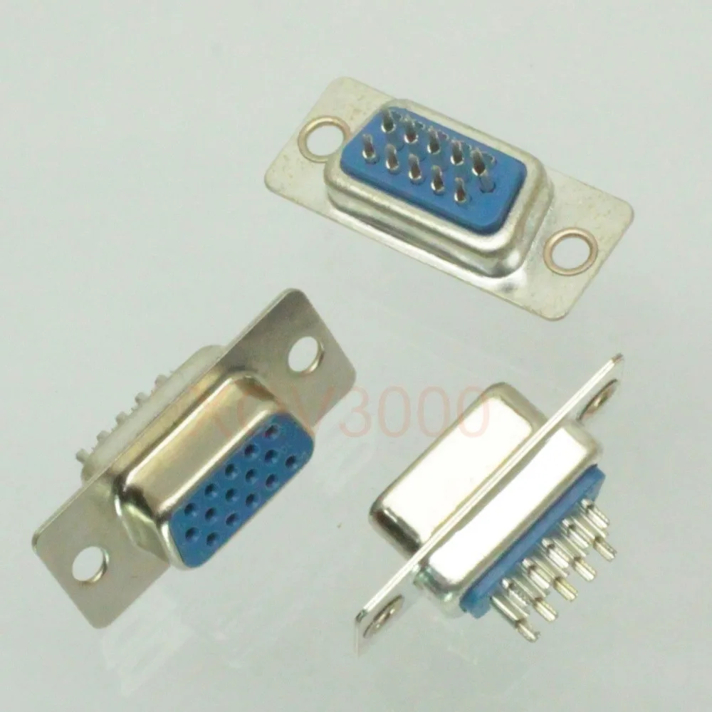 5pcs VGA socket DB15 DB 15 15 Pin female jack D SUB 3 Rows connector ...