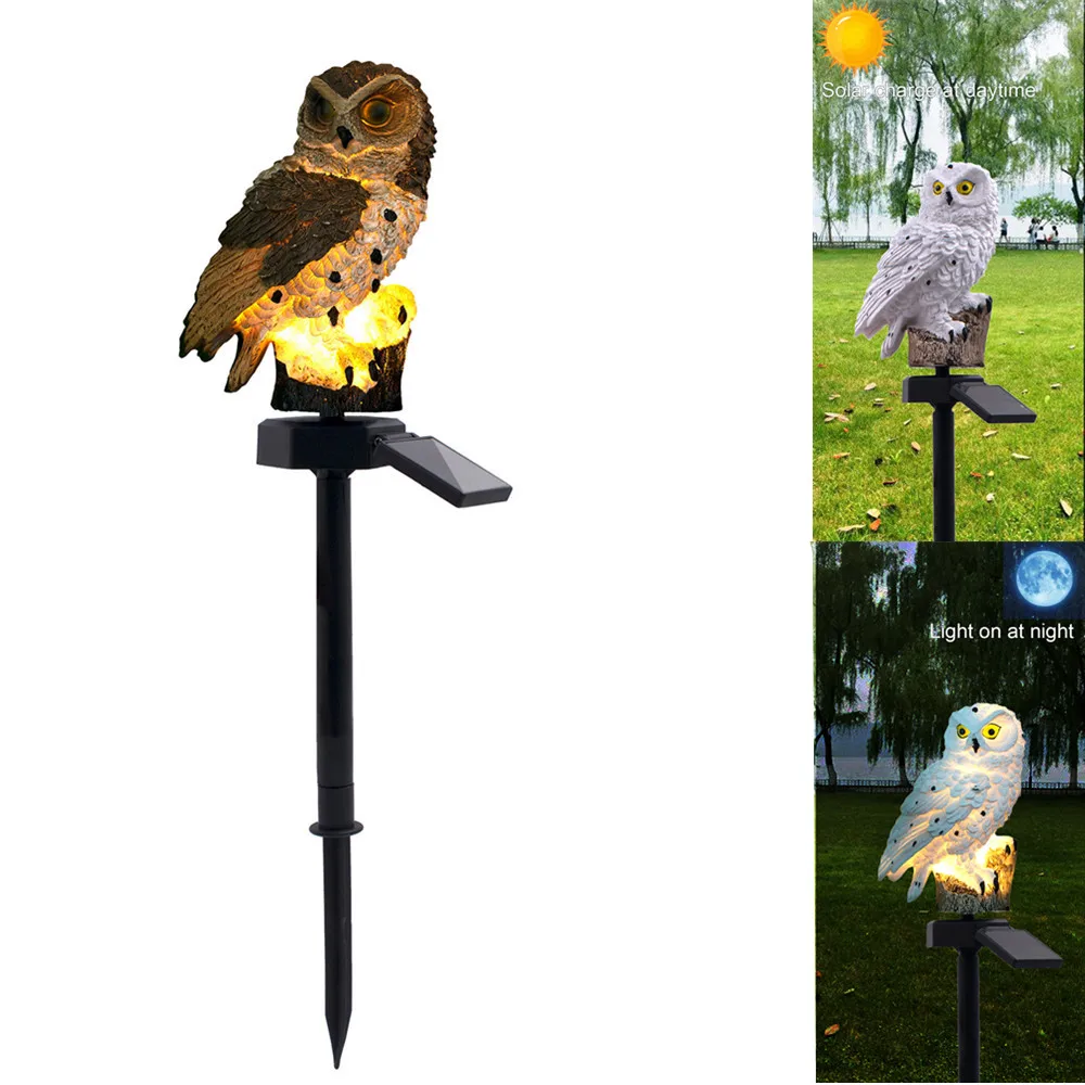 Dropshipping Owl Solar Light With Solar LED Panel Fake Owl Waterproof ...