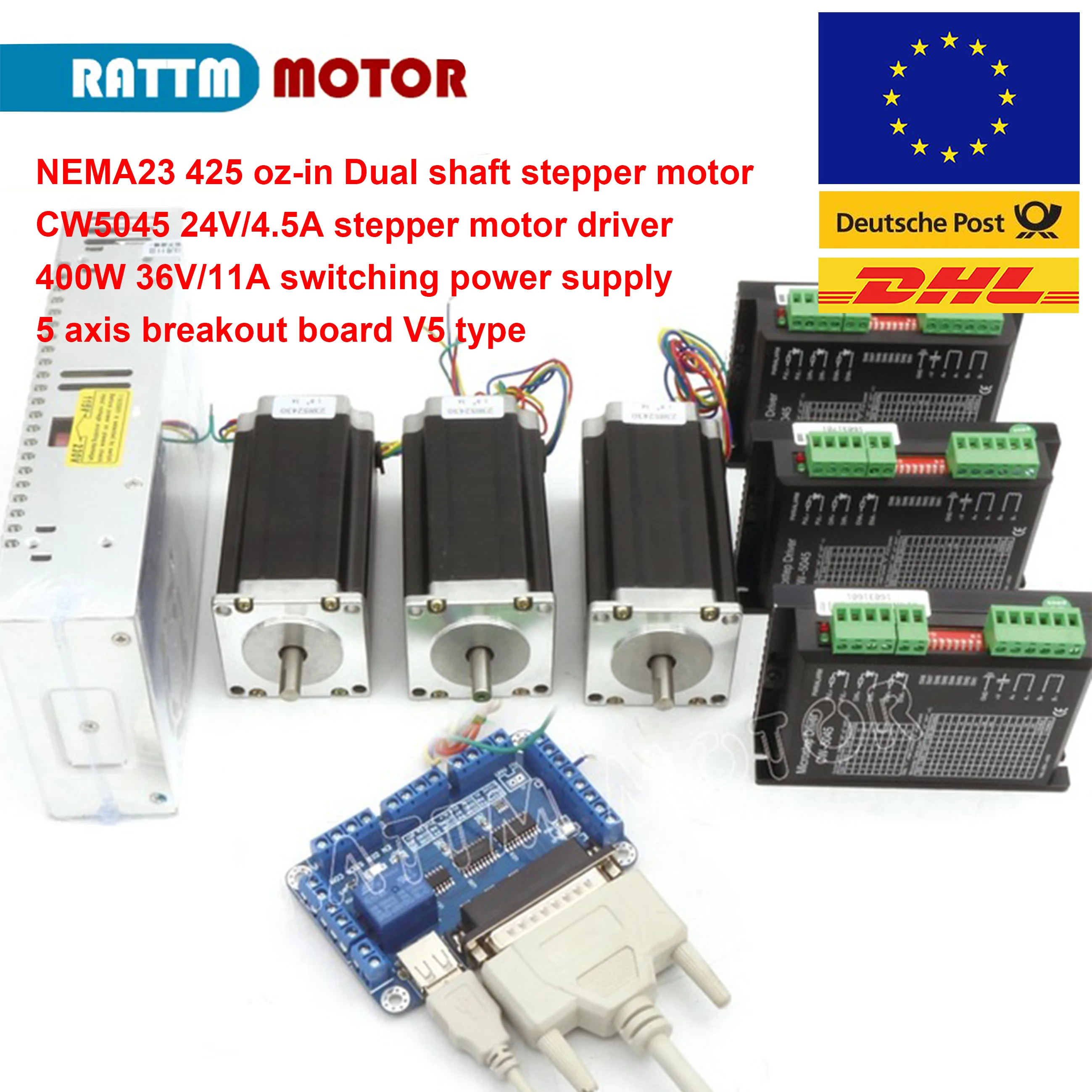 3 Axis CNC Controller Kit Nema 23 stepper motor 112mm (Dual shaft ...