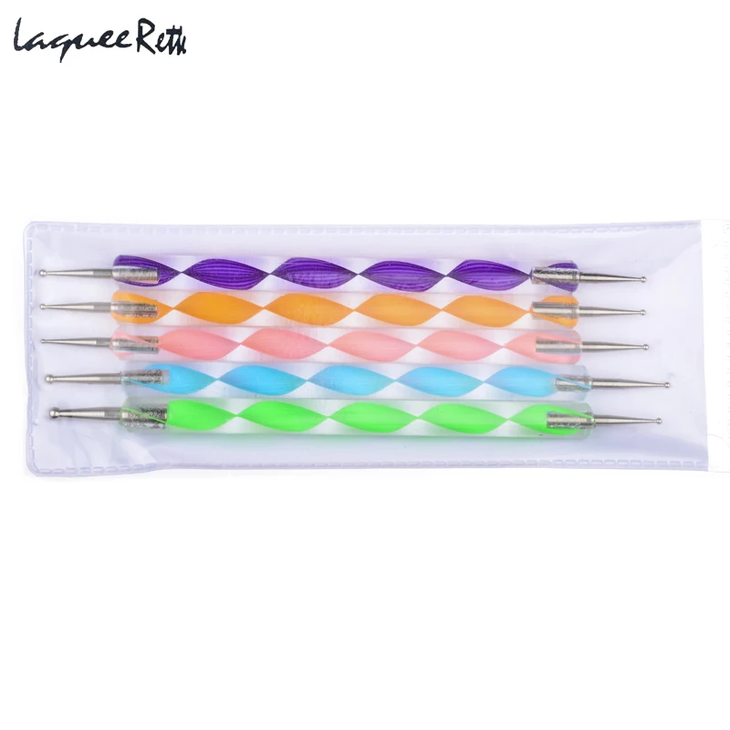 5Pcs 2 Way Dotting Tools Set Nails Marbling Tool Nail Art Dot Dotticure ...