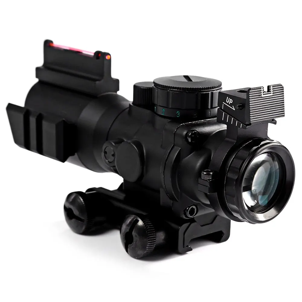 4 X 32 Compact Rifle Scope Red Green Dot Fiber Sight For 20MM Rail With ...