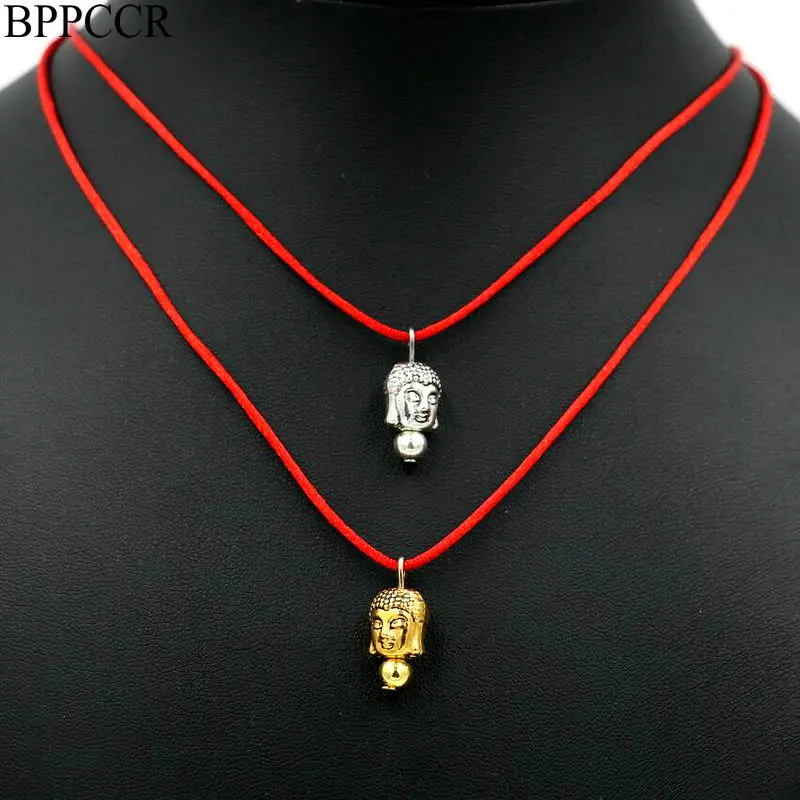 Bppccr Women Red Thread Choker Necklace Alloy Buddha Head Silver Color ...