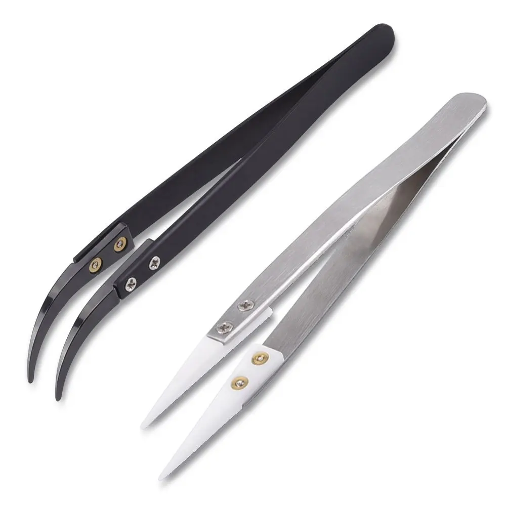 Durable-Stainless-Steel-Ceramic-Heat-Resistant-Tweezers-Non-Conductive ...