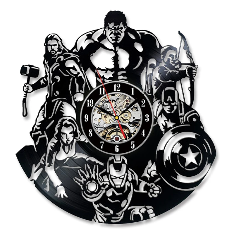 Avengers Vinyl Record Wall Clock Modern Design Marvel Comics Iron Man ...