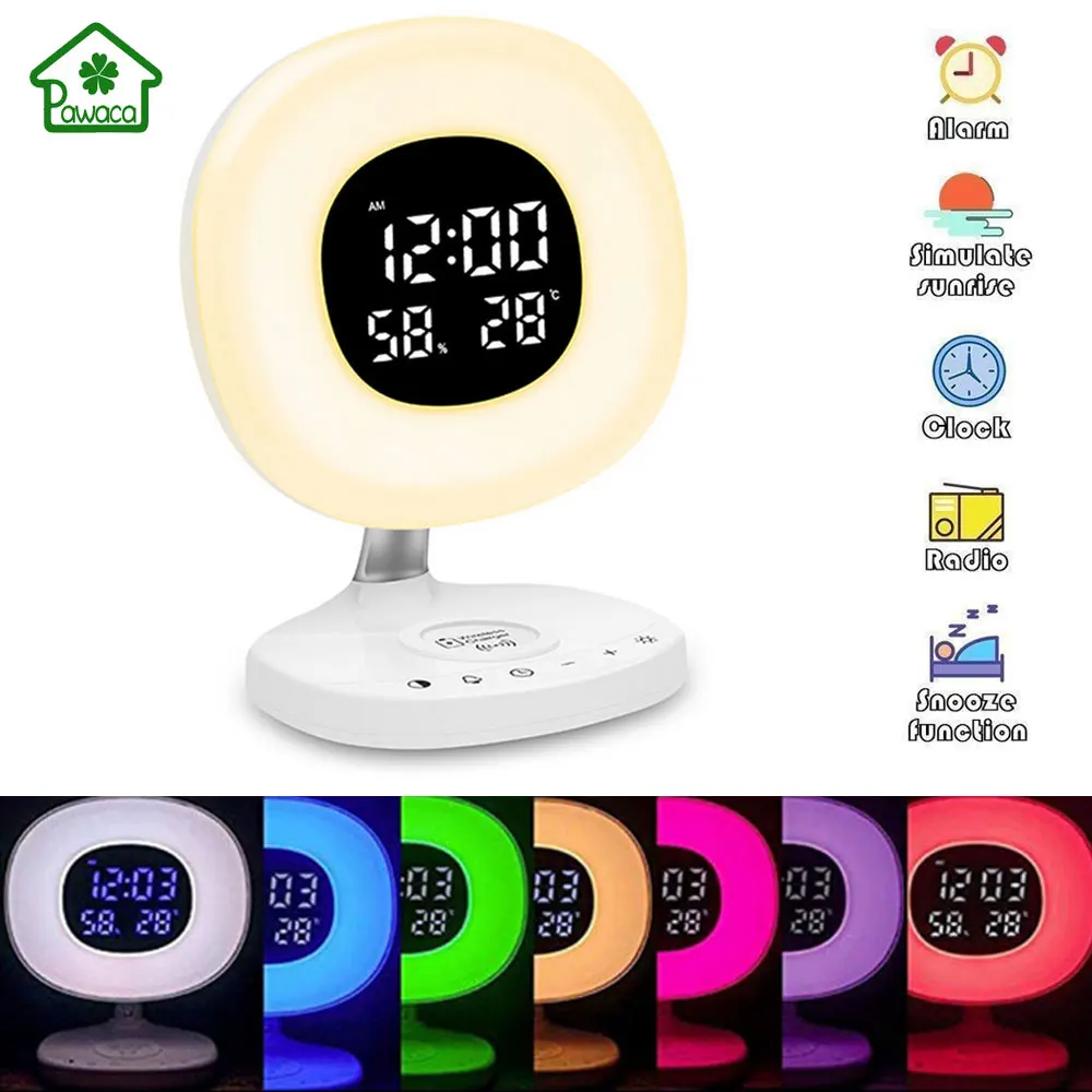 Multifunction Touch Sensor Sunrise Alarm Clock Digital Time Date ...