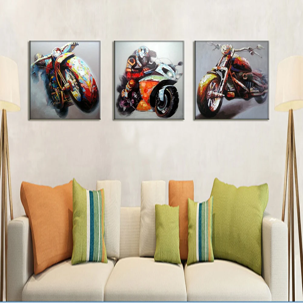Race Car Driver Wall Art Motorcycle Pictures Handmade Oil Painting On ...
