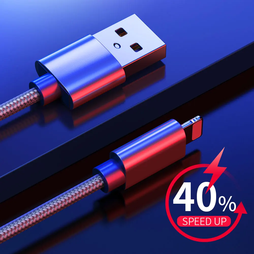 USB Date Cable for iPhone X XS MAX 8 7 6s plus 11 Pro Nylon Braid Fast ...