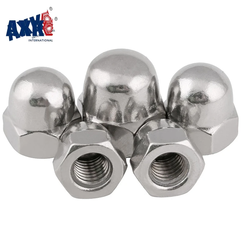 Axk 50pcs 20pcs Din1587 M3 M4 M5 M6 M8 M10 Stainless Steel Cap Nuts