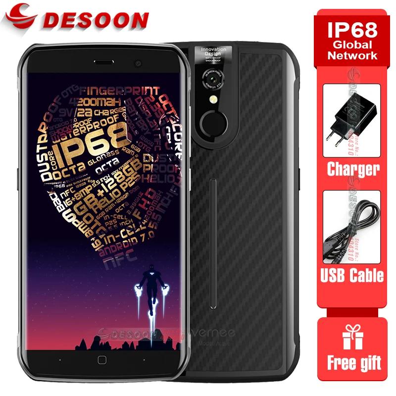 Vernee Active 5.5"FHD Smartphone 6GB RAM 128GB ROM IP68 Waterproof ...