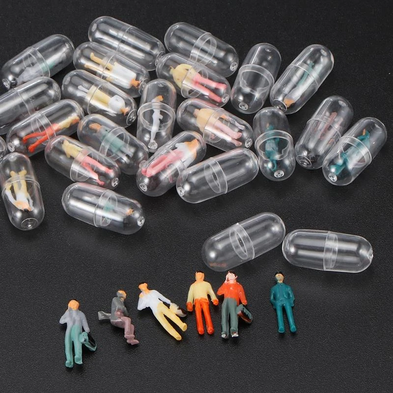 50Pcs Transparent Capsule Shell Plastic Pill Container Medince Pill ...