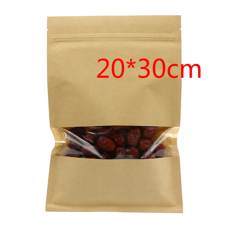 50Pcs/ Lot 20*30cm Snack Storage Kraft Paper Zipper Packing Pack Bag ...