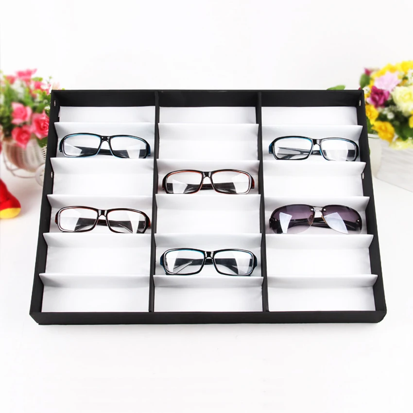 Homdox Sunglasses Storage Display Box Organizer 18 Display Grid Case Box Home Storage