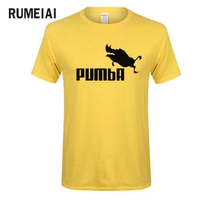 RUMEIAI 2017 nueva marca logotipo divertido pumba camiseta de algodón ...