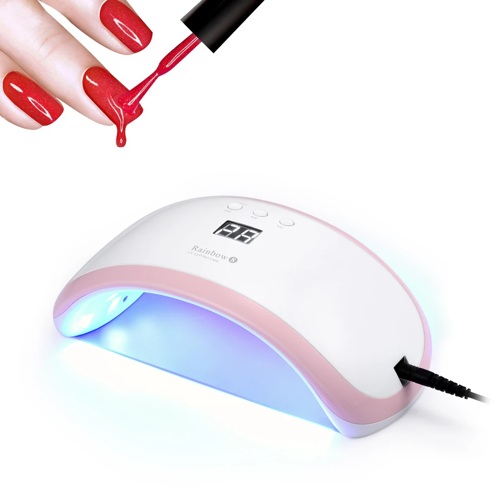 Rainbow 8 Ultraviolet LEDs Lamp for Gel Nail Polish 3 Time Control LCD ...