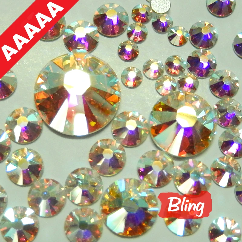 Mix Sizes AAAAA Top Quality Crystal Clear AB 1080 Pcs/bag Flatback Hot ...