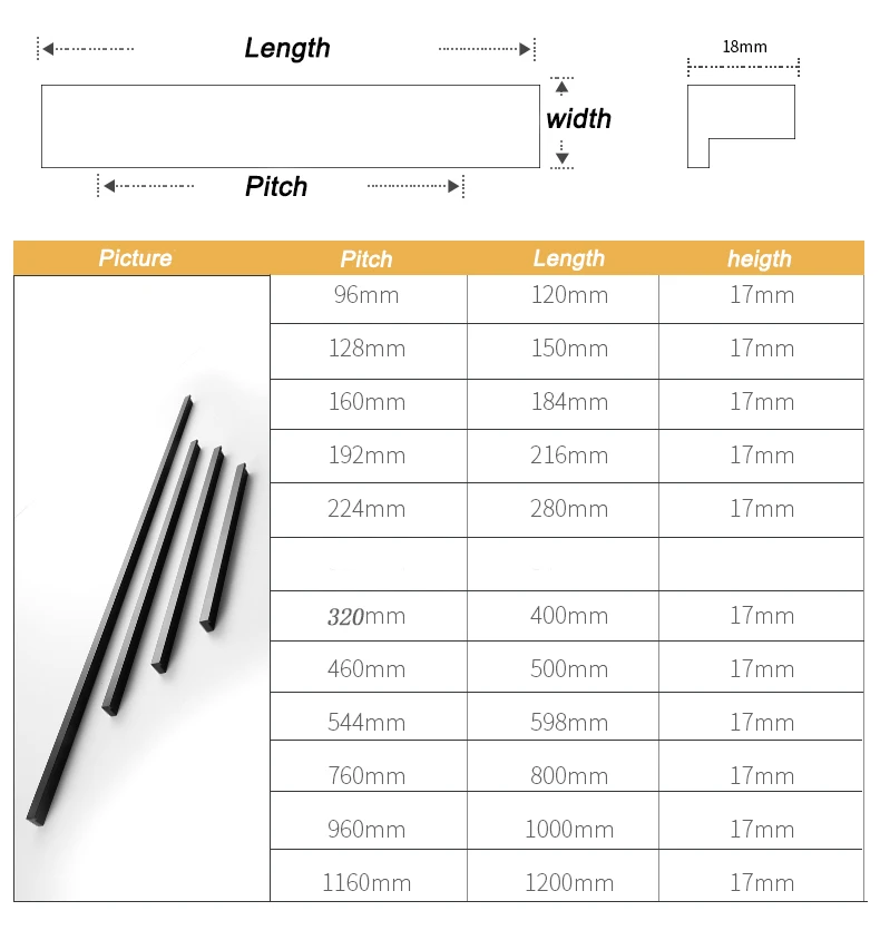 AOBITE черные длинные 1200 мм ручки для шкафа ящика спальни вытяжные ...