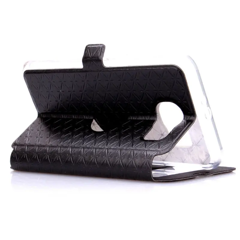 For Samsung S6 Leather Card Holder Stand Flip Cases Window Wallet TPU ...