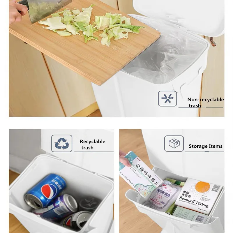 Classification Trash Can Double-layer Ashcan Dry And Wet Separation Garbage Bin Foot Step With ...