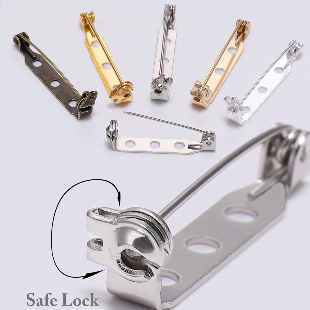 Broche de seguridad para fabricación de joyas, 20 unidades, 20, 25, 32 ...