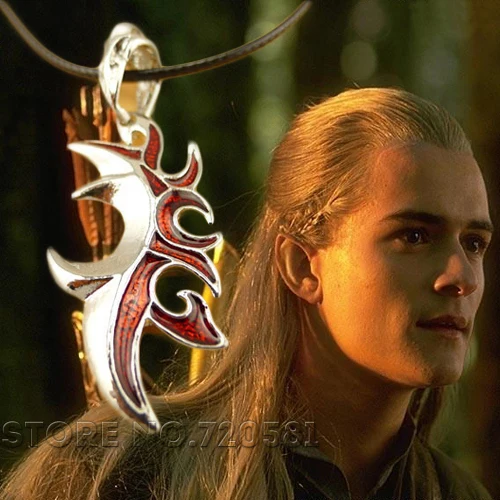 The Lord Of Elf Prince Legolas Greenleaf Pendant Necklace Vintage Black ...