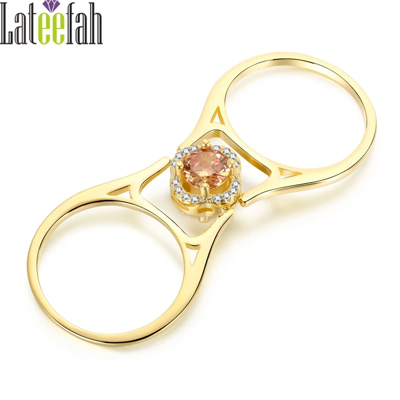 Lateefah Unique Reversible Rings for Women Champagne and Yellow Stone ...