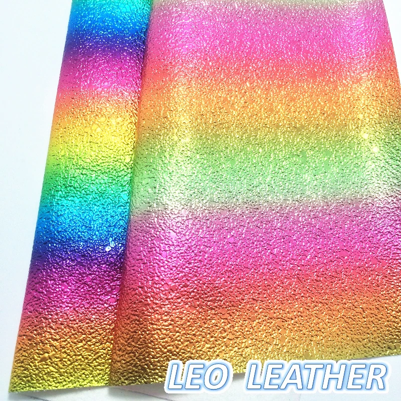 1PCS 21x29cm A4 SIZE Synthetic Leather, Printed Rainbow Leather Fabric ...