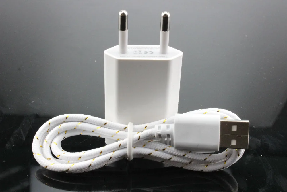 New arrival 1 set IOS7 2 GOLDEN CIRCLE cable USB Plug wall charger 2 in ...