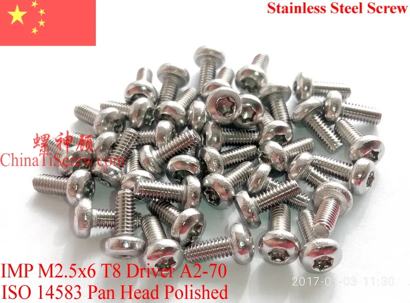 ISO 14583 Stainless Steel M2.5 Screws M2.5x4 M2.5x5 M2.5x6 T8 Driver ...