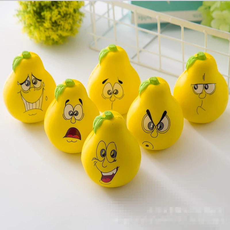 Fashion Pu Simulation Fruit Squishy Squash Pear Toys Stress Relief Toy