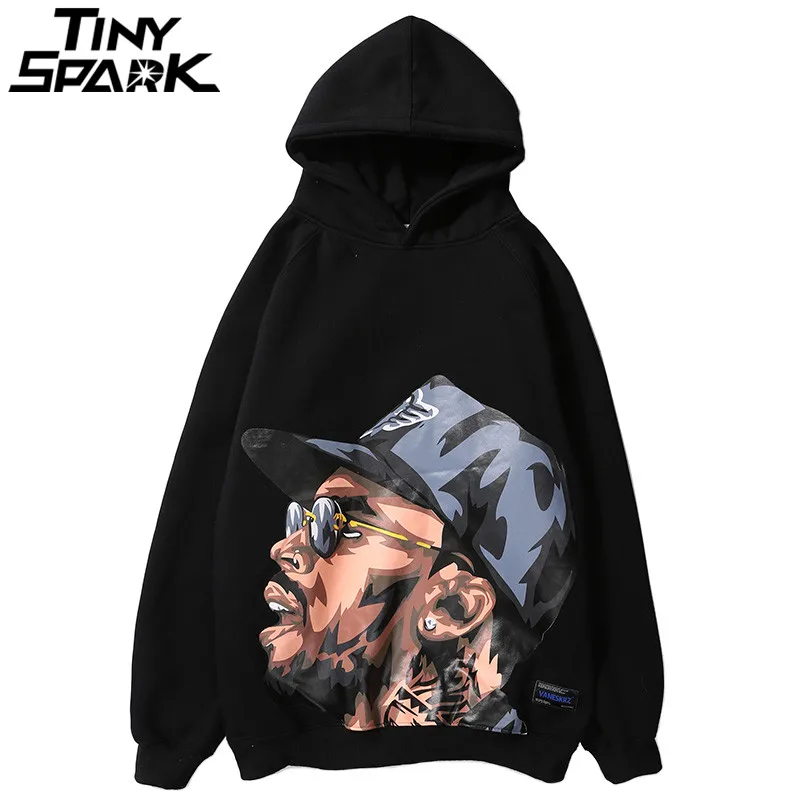 Men Hip Hop Hoodie Sweatshirt Harajuku Cool Tattoo Guy Print Hoodies ...