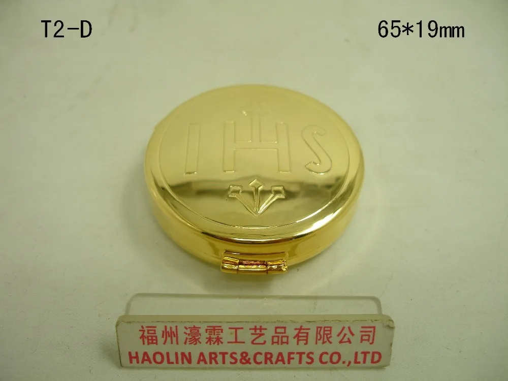 Gold plated Pyx with IHS for Catholic Church Eucharist Communion Mass ...