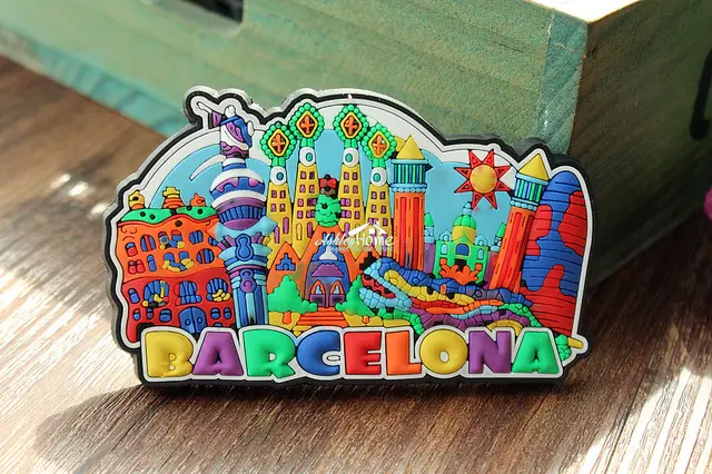 Spain Barcelona Landmarks Tourist Travel Souvenir Colorful Rubber ...