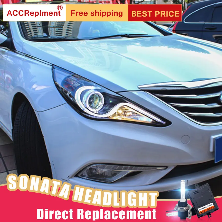2Pcs LED Headlights For Hyundai Sonata 2011-2014 led car lights Angel ...