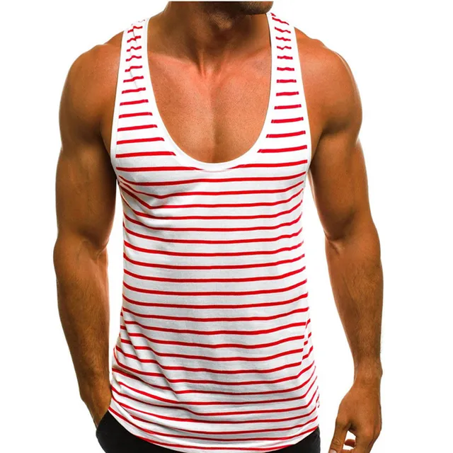 Men Bodybuilding Striped Tank Tops Sleeveless Workout Fitness Pop Vest In Tank Tops From Mens