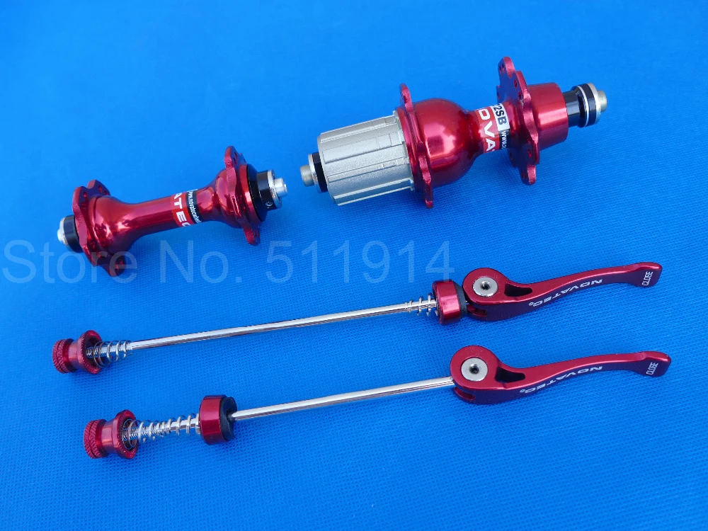 Red Novatec HUB Front Rear Hubs FR 2 pcs Quick Release For 891011 Speed ...
