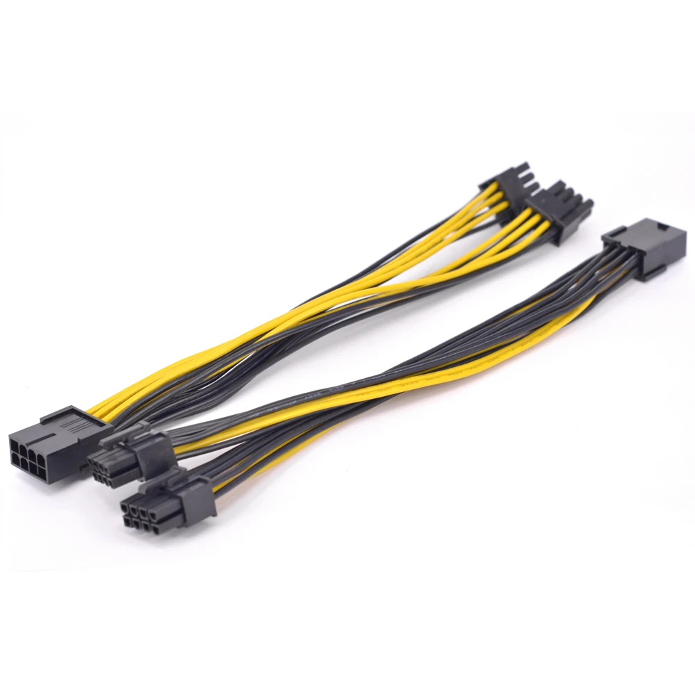 PCI e 8Pin to 2 port 6+2pin Power supply Extension Cable PCI express ...