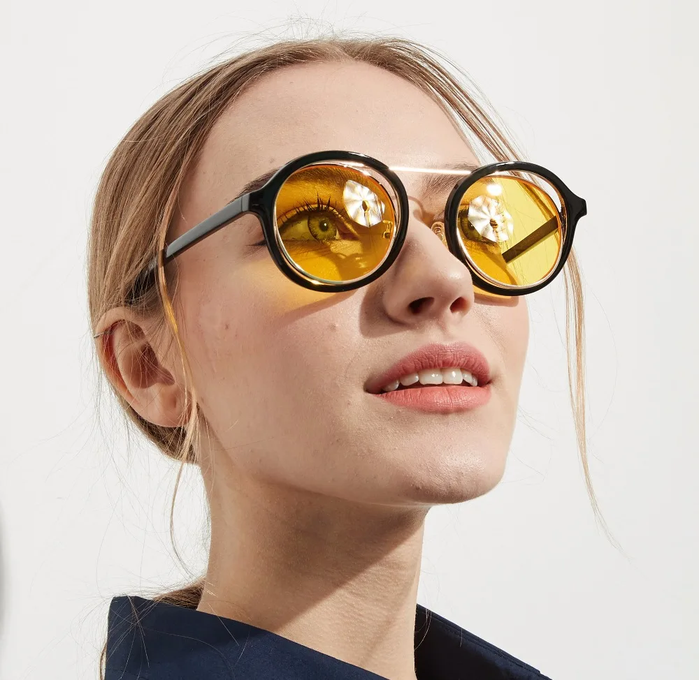 Mimiyou Round Double Frame Women Sunglasses With Case Vintage Fashion Eyeglasses Men Sun Glasses