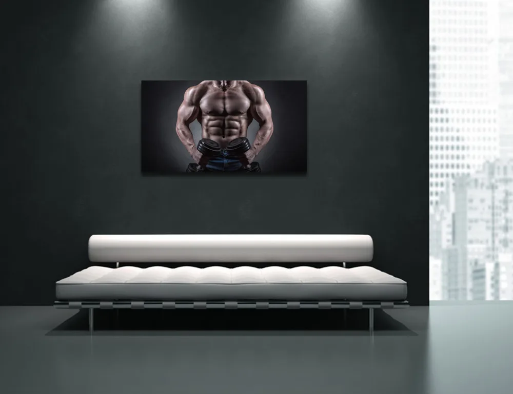Visual Art Decor Sexy Man Wall Art Muscular Bodybuilder Man Exercising ...
