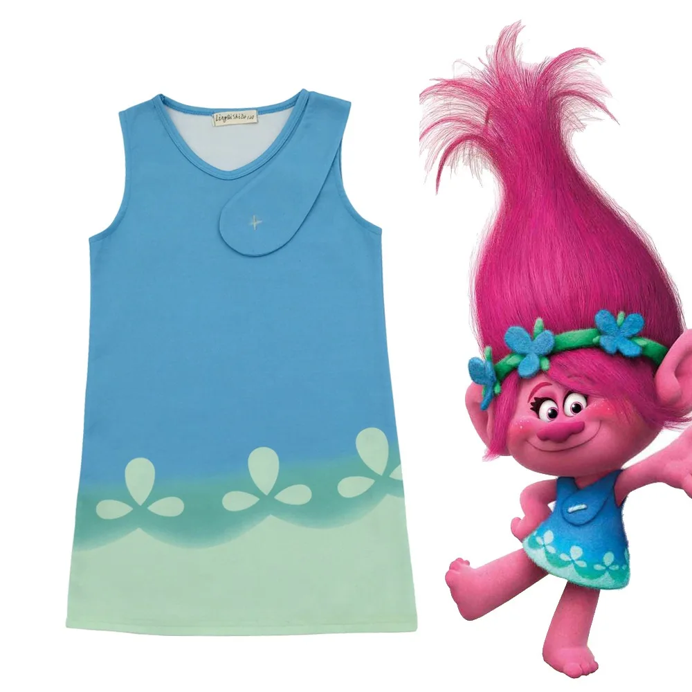 Cosplaydiy Cartoon Trolls Poppy Dress Princess Flower Kids Girls Trolls ...